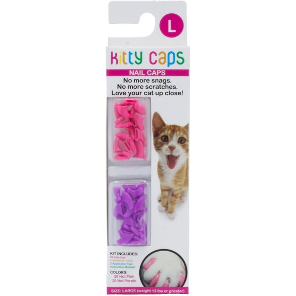 KITTY CAPS Cat Nail Caps, Large, Hot Purple & Hot Pink - Chewy.com