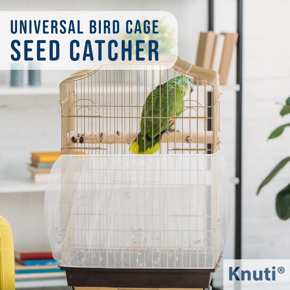 KNUTI Universal Bird Cage Seed Catcher Mesh Skirt Cover, White, 100-in ...