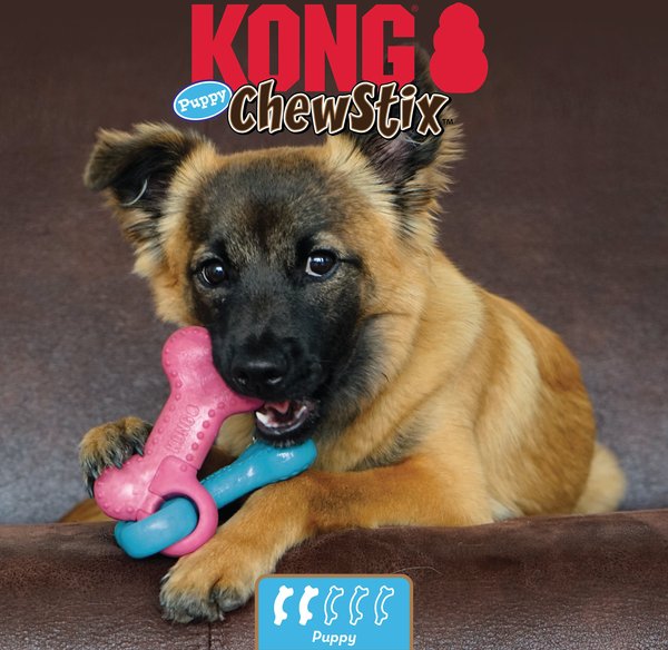 KONG ChewStix Puppy Linked Bones, Pink/Blue, Medium - Chewy.com
