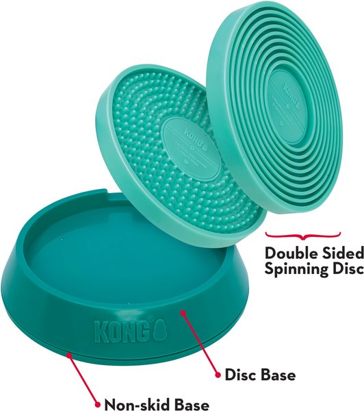 KONG Licks Spinz Dog Treat Dispensers Toy, Teal, Large - Chewy.com