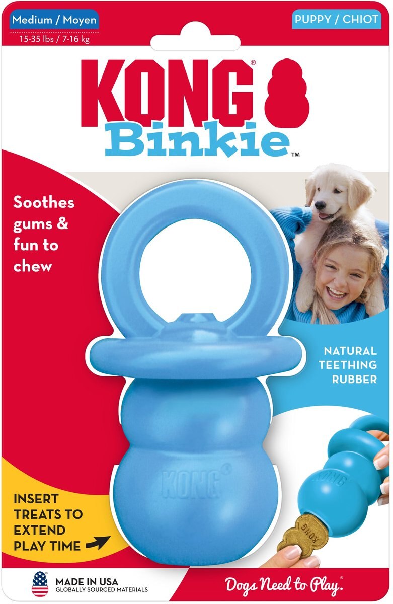 KONG Puppy Binkie Chew Dog Toy, Blue, Medium - Chewy.com