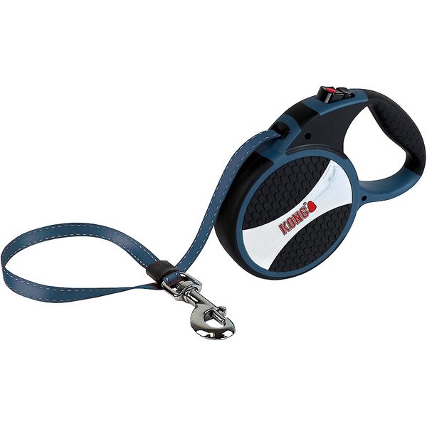 KONG RETRACTABLE Terrain Nylon Reflective Retractable Dog Leash, Blue ...