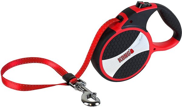 KONG RETRACTABLE Explore Reflective Retractable Dog Leash, Red, Large ...