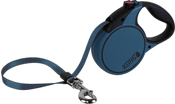 KONG RETRACTABLE Terrain Nylon Reflective Retractable Dog Leash, Blue ...
