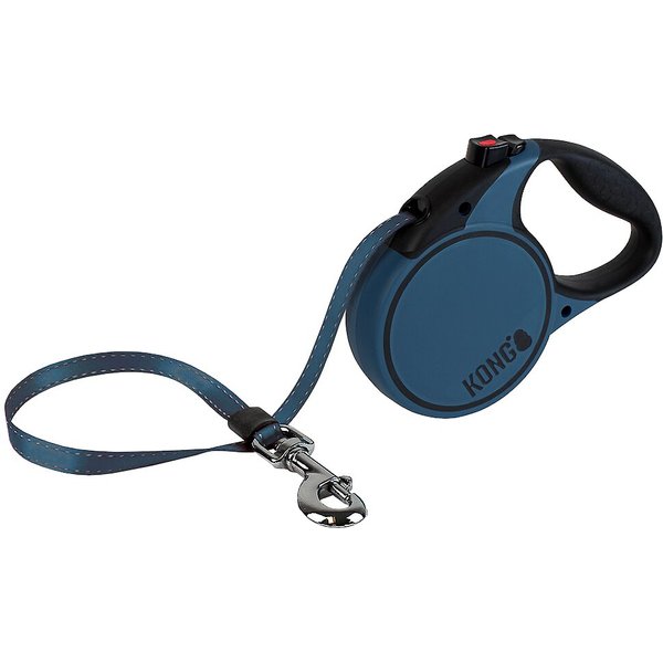 KONG RETRACTABLE Terrain Nylon Reflective Retractable Dog Leash, Blue ...