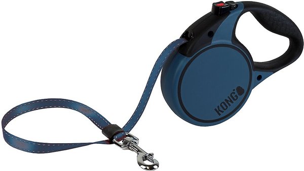 KONG RETRACTABLE Terrain Nylon Reflective Retractable Dog Leash, Blue ...