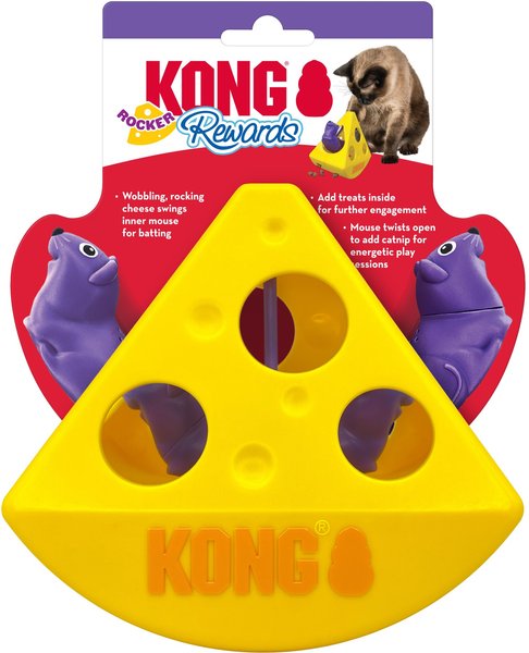 KONG Rewards Rocker Cheese Motion Cat Toy with Catnip, Yellow - Chewy.com