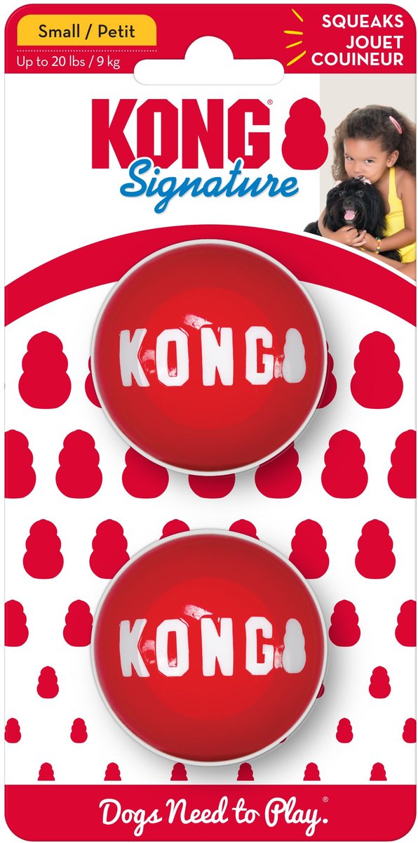 KONG Signature Balls Dog Toy, 2-pack, Red, Small - Chewy.com
