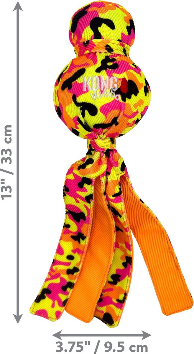 KONG Wubba Ballistic High-Viz Squeaky Dog Plush Toy, Multicolor, Large ...