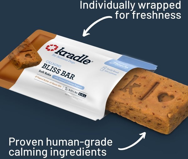 KRADLE Calming Bliss Bar Peanut Butter & Bacon Flavored Soft & Chewy ...