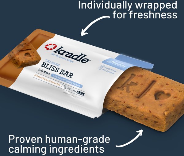 KRADLE Calming Bliss Bar Peanut Butter & Bacon Flavored Soft & Chewy ...