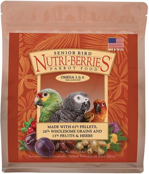 LAFEBER Senior Bird Nutri-Berries Parrot Bird Food, 3-lb bag - Chewy.com