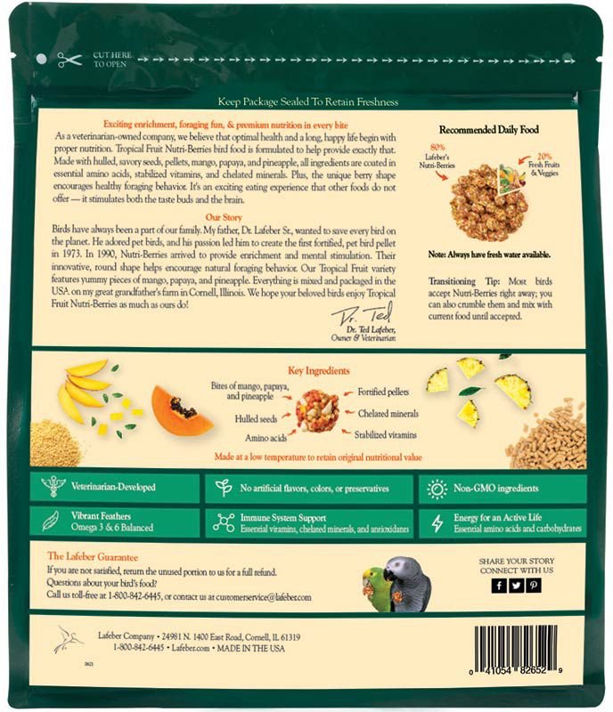 LAFEBER Tropical Fruit Nutri-Berries Parrot Food, 3-lb bag - Chewy.com