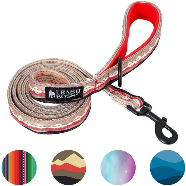 LEASH BOSS Patterned Standard Dog Leash, 6-ft long, Beige/Red - Chewy.com