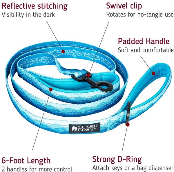 LEASH BOSS Two Handle Dog Leash, 6-ft long, Blue - Chewy.com