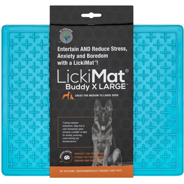 LICKIMAT Buddy Slow Feeder Dog Lick Mat, Turquoise, X-Large - Chewy.com
