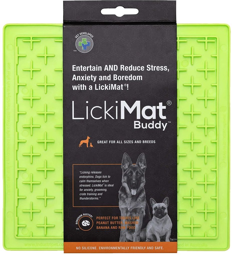 LICKIMAT Classic Buddy Slow Feeder Dog Lick Mat, Green - Chewy.com