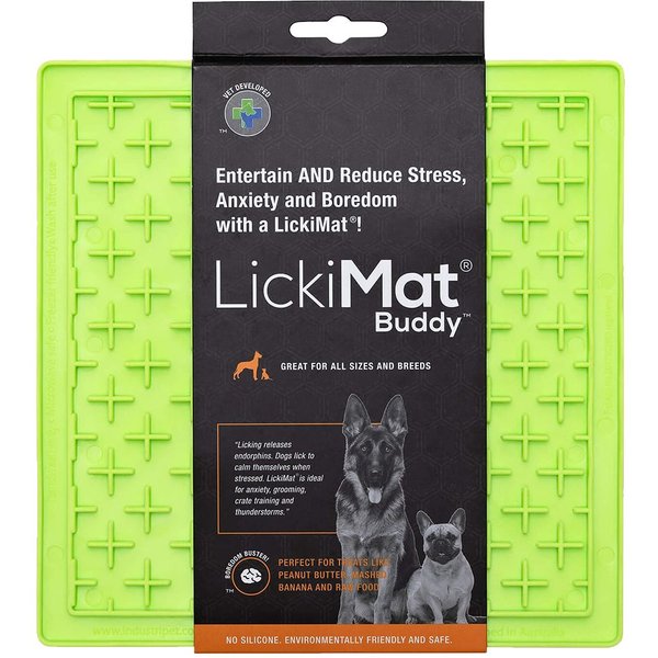 LICKIMAT Classic Buddy Slow Feeder Dog Lick Mat, Green - Chewy.com