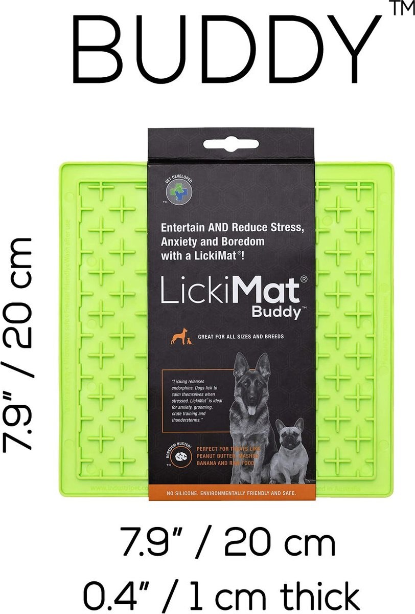 LICKIMAT Classic Buddy Slow Feeder Dog Lick Mat, Green - Chewy.com