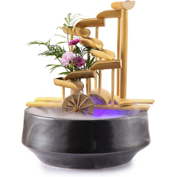 LIFEGARD Plant Holder Bamboo Fish Aquarium Fountain & Quiet One Pump ...