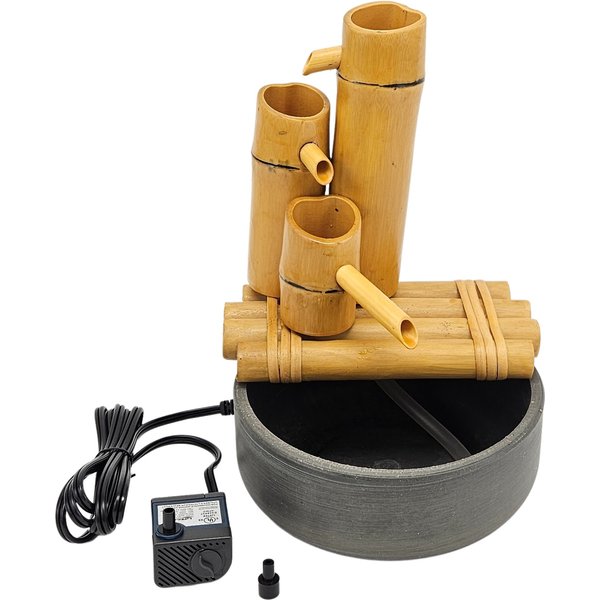 LIFEGARD Plant Holder Bamboo Fish Aquarium Fountain & Quiet One Pump ...