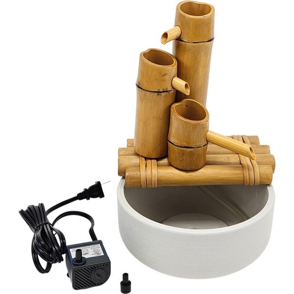 LIFEGARD Quiet One 100 Pump Bamboo Rocking Fountain, Charcoal Grey Pot ...