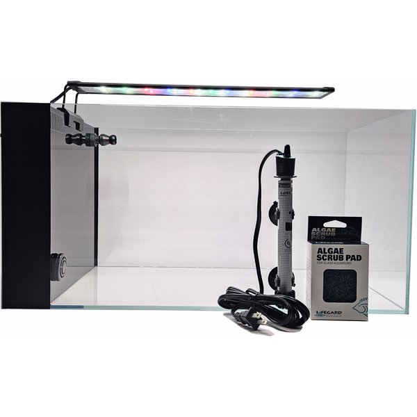 LIFEGARD CRYSTAL Beveled Edge Low Iron Rimless Aquarium with HOF-3 Hang ...