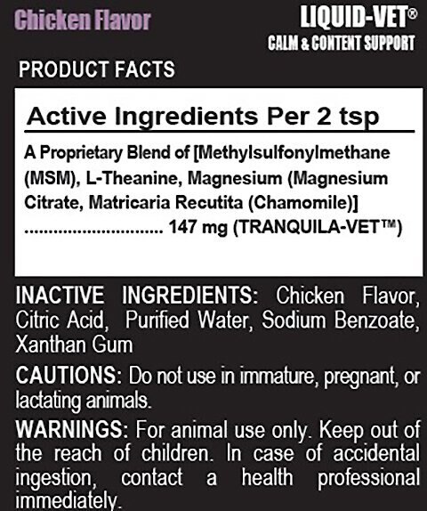 LIQUID-VET Calm & Content Support Chicken Flavor Liquid Calming ...