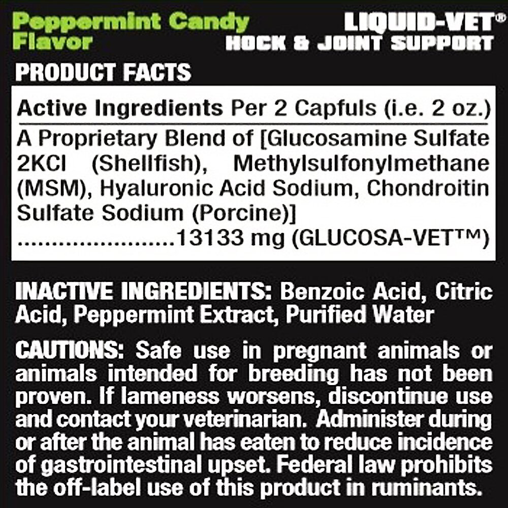 LIQUID-VET Hock & Joint Support Peppermint Flavor Liquid Horse ...