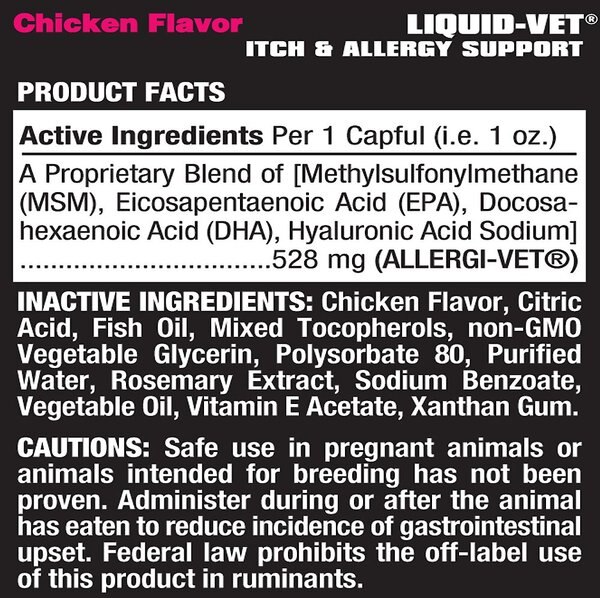 LIQUID-VET Itch & Allergy Support Chicken Flavor Dog Supplement, 8-oz ...
