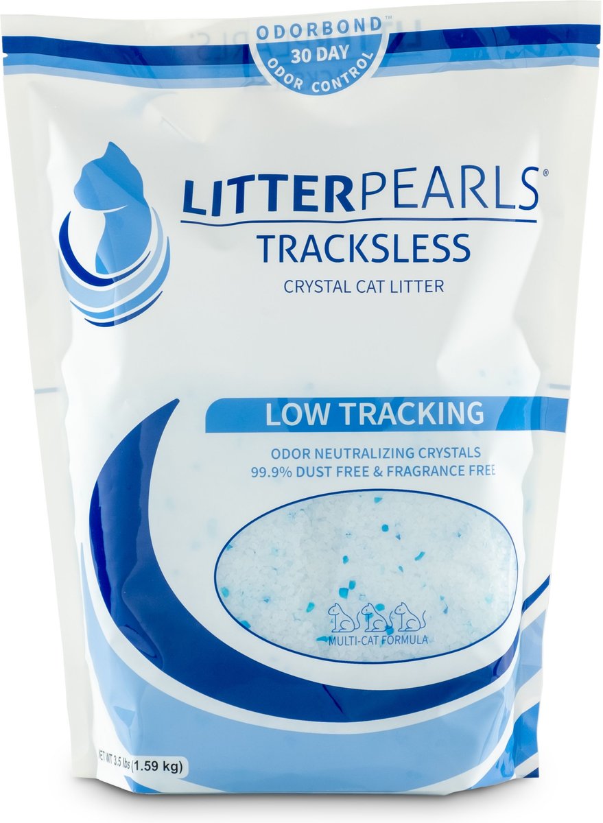 LITTER PEARLS Tracksless Unscented Non-Clumping Crystal Cat Litter, 3.5 ...