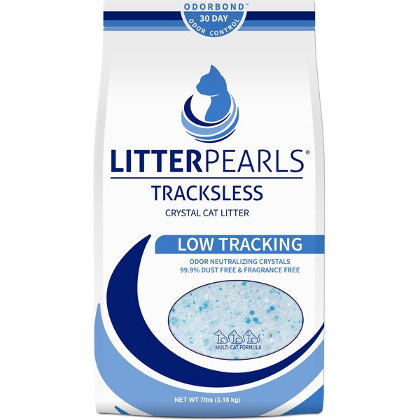 LITTER PEARLS Tracksless Unscented Non-Clumping Crystal Cat Litter, 7 ...