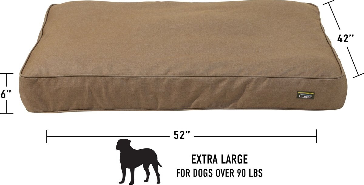 L.L.BEAN Premium Denim Rectangular Dog & Cat Bed, Burlap, X-Large ...
