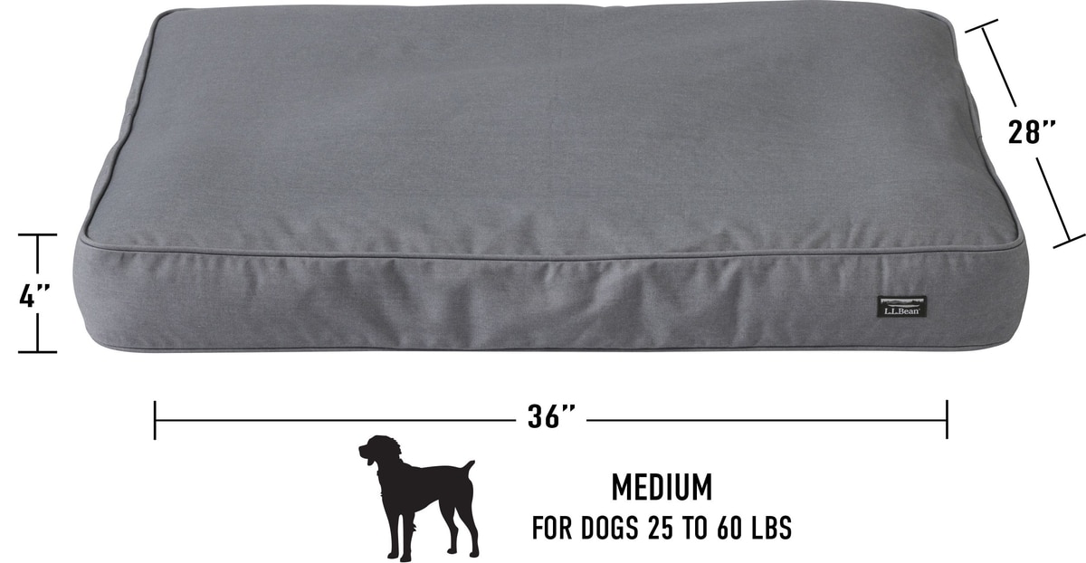 L.L.BEAN Premium Denim Rectangular Dog & Cat Bed, Platinum, Medium ...