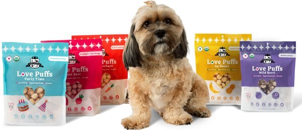 LORD JAMESON Love Puffs Party Time Crunchy Dog Treats, 4-oz bag - Chewy.com
