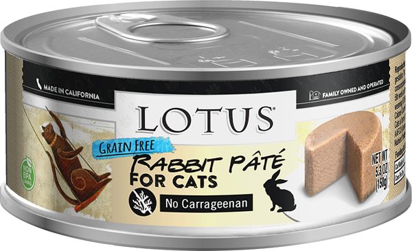 LOTUS Rabbit Grain-Free Pate Canned Cat Food, 5.3-oz, case of 24 ...