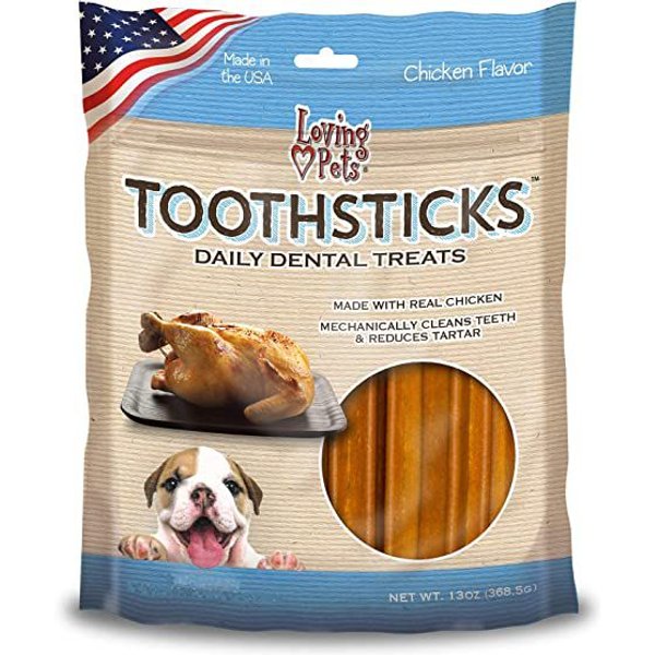 LOVING PETS Toothsticks Large Chicken Daily Dog Dental Treat, 13-oz bag ...