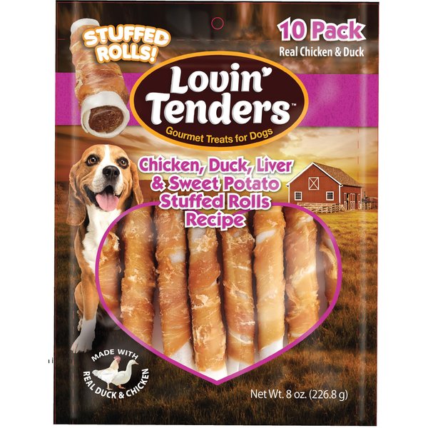 LOVIN'TENDERS Chicken, Duck, Liver & Sweet Potato Stuffed Rolls Recipe ...