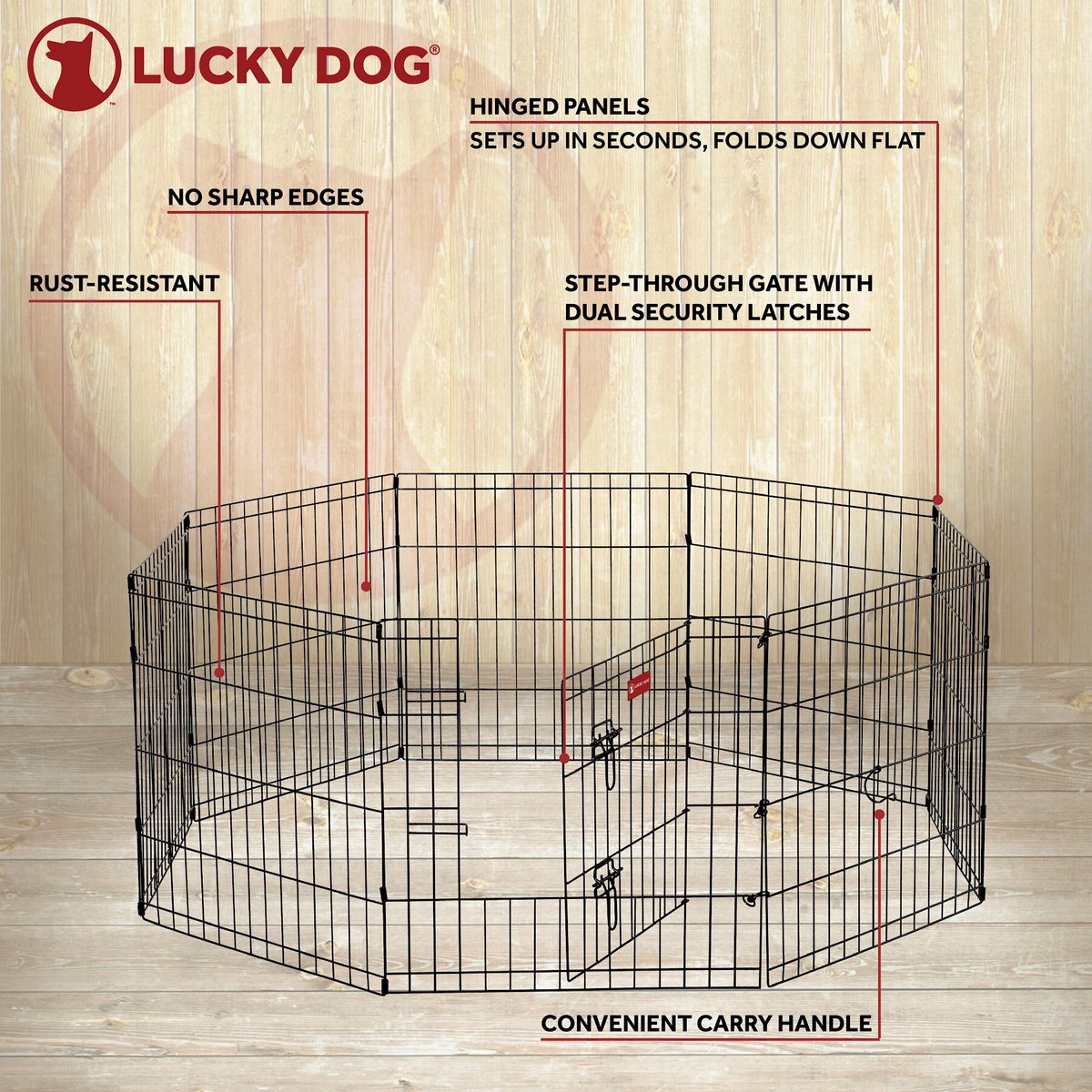 LUCKY DOG Wire Dog Exercise Pen with Step-Thru Door, Small - Chewy.com