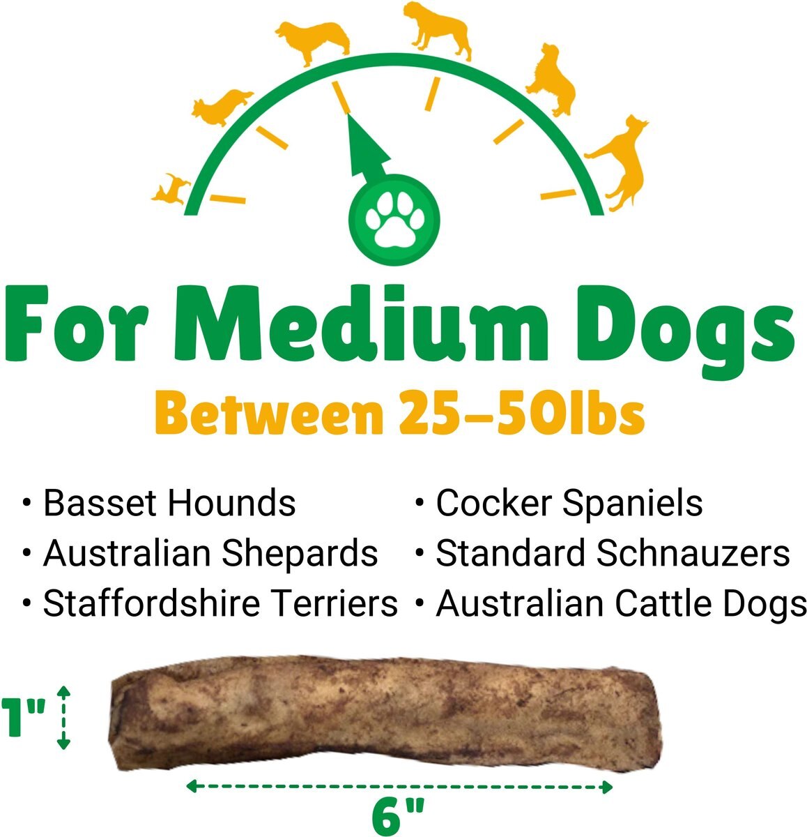 LUCKY PREMIUM TREATS Beef Basted Rawhide Medium Dog Chews, 7 count ...