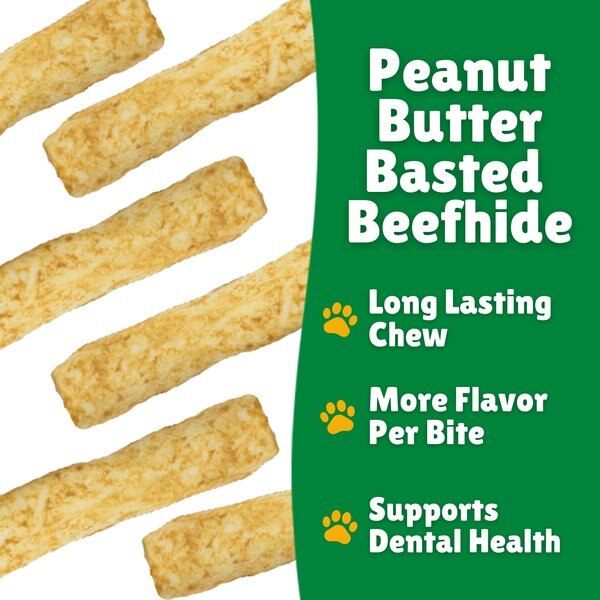 LUCKY PREMIUM TREATS Peanut Butter Basted Rawhide Medium Dog Chews, 7 count - Chewy.com