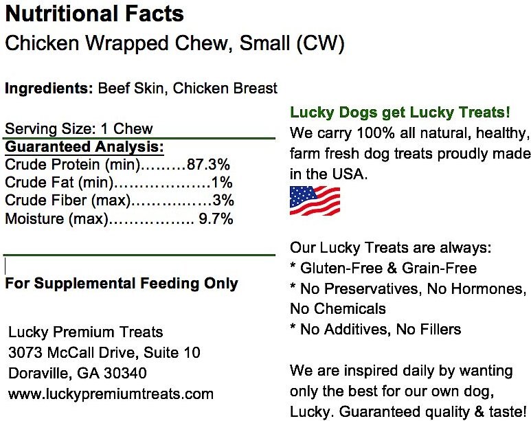 LUCKY PREMIUM TREATS Small Chicken Wrapped Rawhide Dog Treats, 120 ...