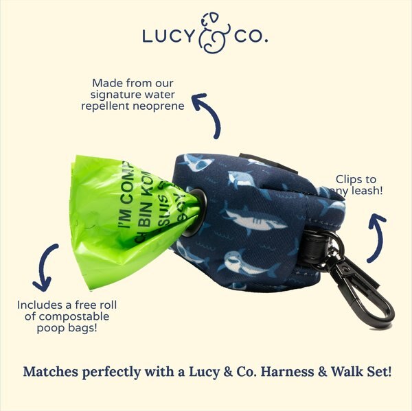 LUCY & CO. The Shark Attack Poop Bag Dispenser with Bags, 15 count ...