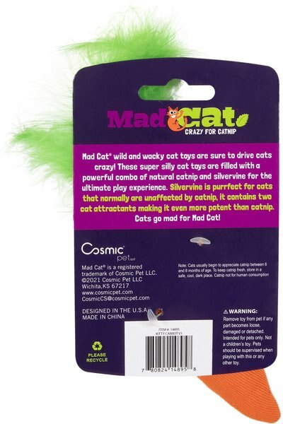 MAD CAT 100% Filled Kitty Carrot Cat Mice Plush Toy with Catnip, Multi ...