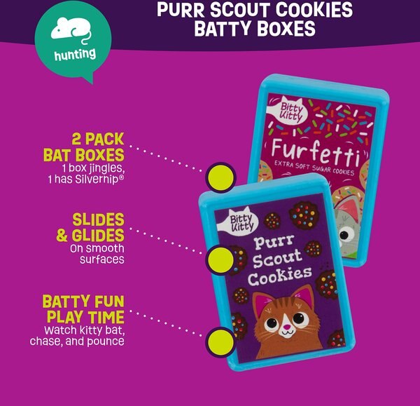 MAD CAT Purr Scout Cookies Batty Boxes Cat Toy with Catnip, Multicolor ...