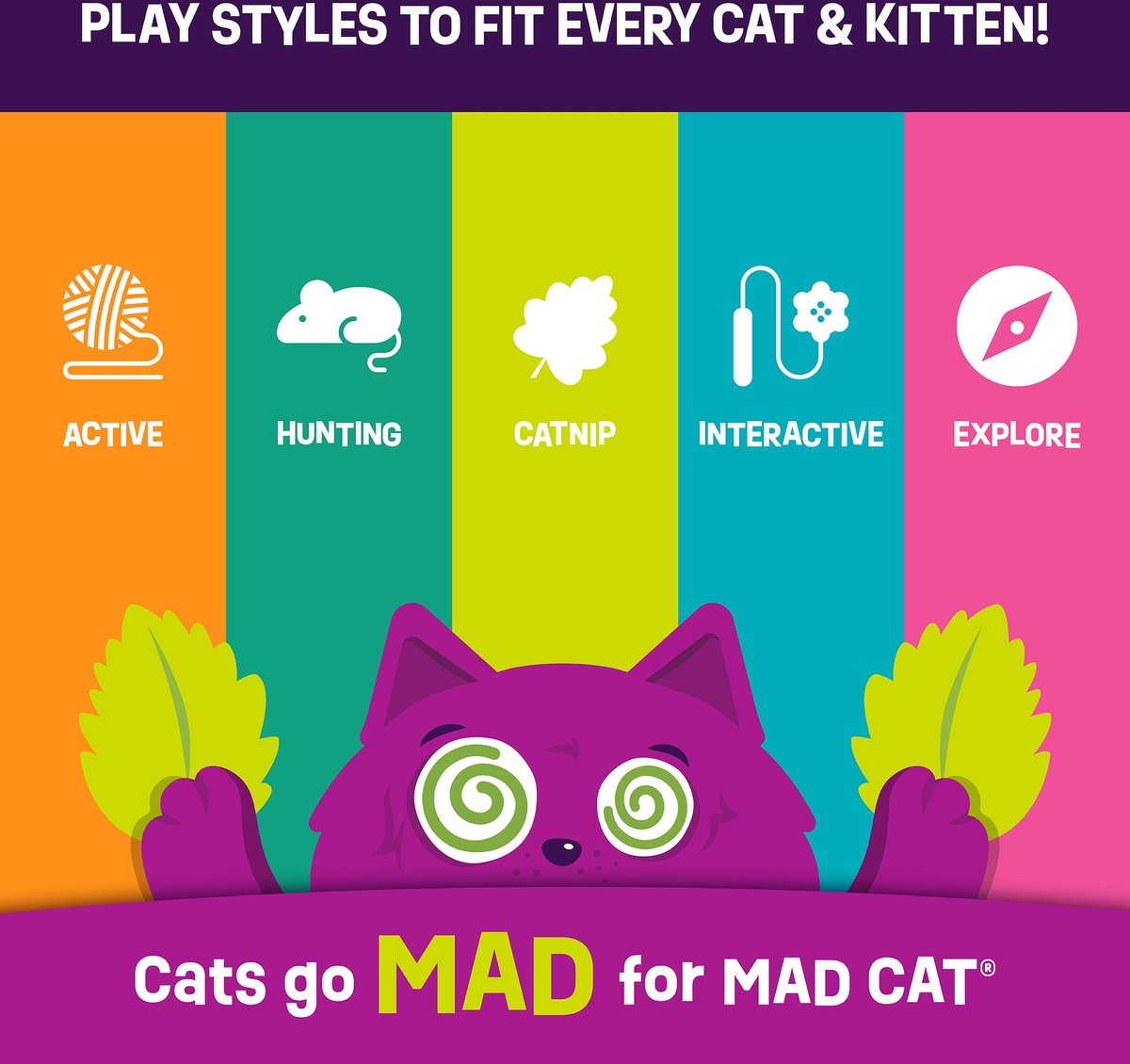 MAD CAT Purr Scout Cookies Batty Boxes Cat Toy with Catnip, Multicolor ...