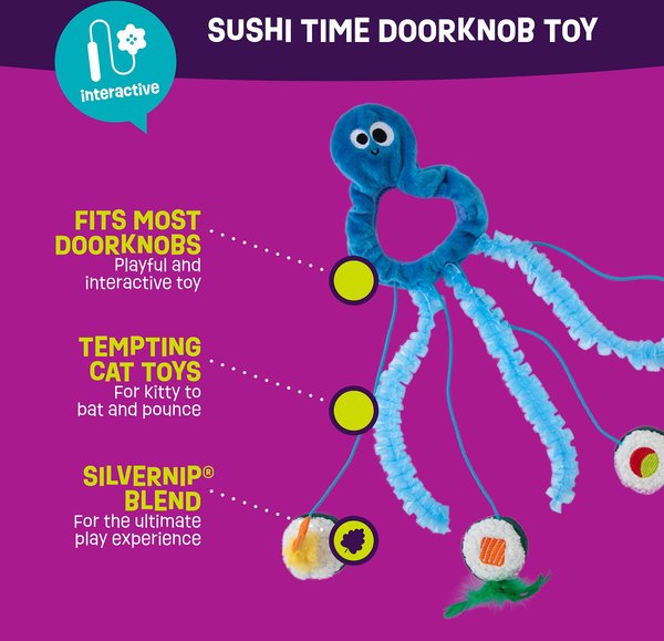 MAD CAT Sushi Door Knob Cat Toy with Catnip, Multicolor - Chewy.com