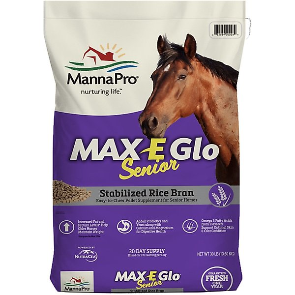 MANNA PRO Max-E-Glo Stabilized Rice Bran Pellets Horse Supplement, 40 ...
