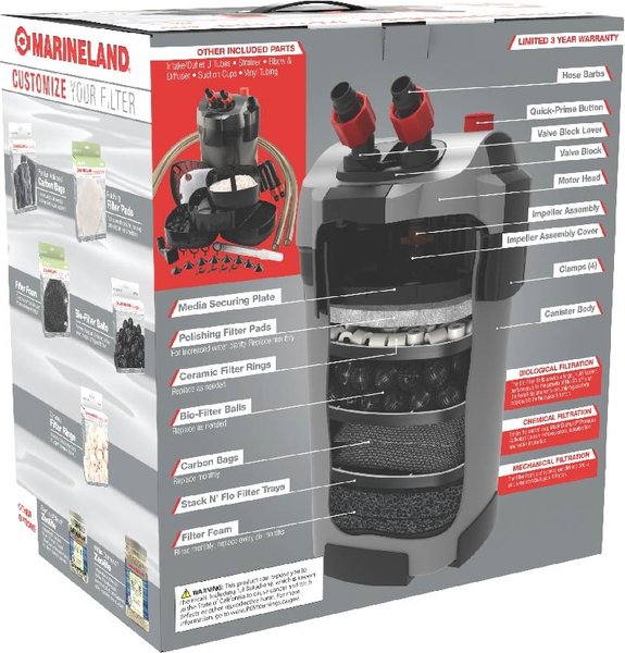 MARINELAND Magniflow 400 Canister Freshwater & Saltwater Aquarium ...