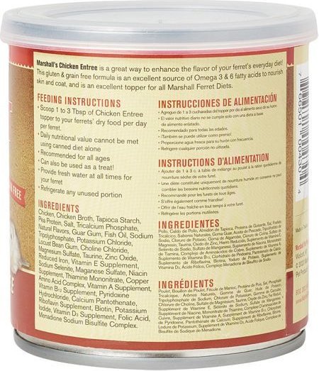 MARSHALL Premium Diet Chicken Entrée Ferret Treats, 9-oz tub - Chewy.com